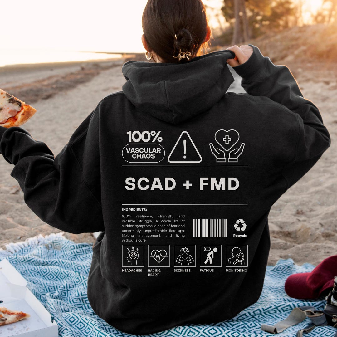SCAD & FMD Awareness Hoodie, Fibromuscular Dysplasia Shirt, Spontaneous ...