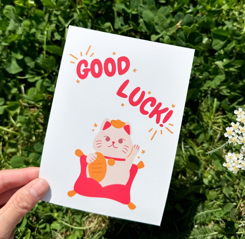 Lucky Cat A6 Postcard | Waving Cat Postcard | Lucky Cat | Maneki Neko ...