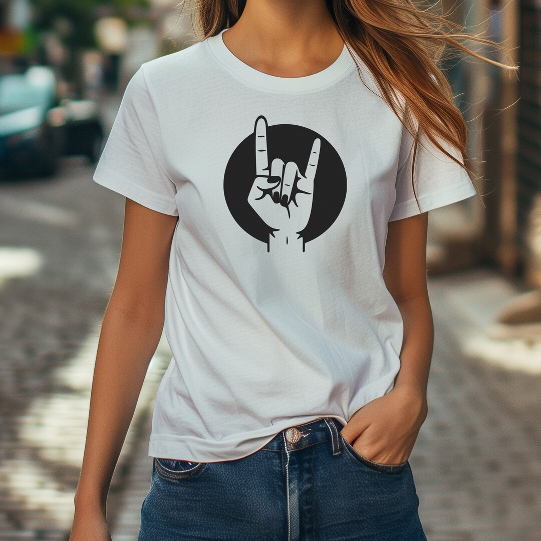 Rock Hand Sign T-shirt Design Hand Drawn SVG Vector Graphic, Dxf ...