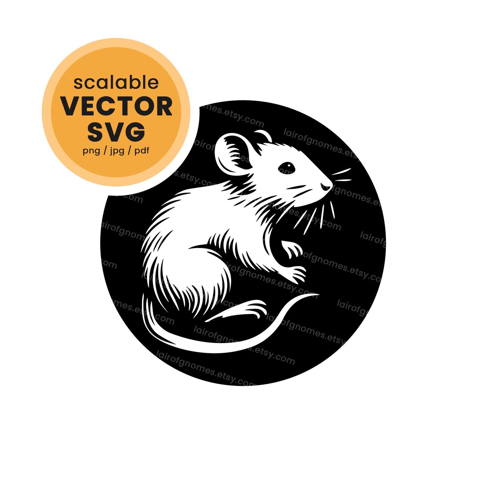 Rat Digital Drawing. T-shirt Design Hand Drawn SVG Vector, Dxf. Tshirt ...