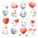 Cute Valentine Clipart Bundle. 16 PNG Images With Transparent ...
