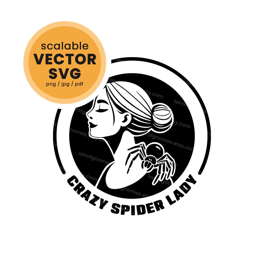 Crazy Spider Lady. T-shirt Tarantula Design Hand Drawn SVG Vector ...