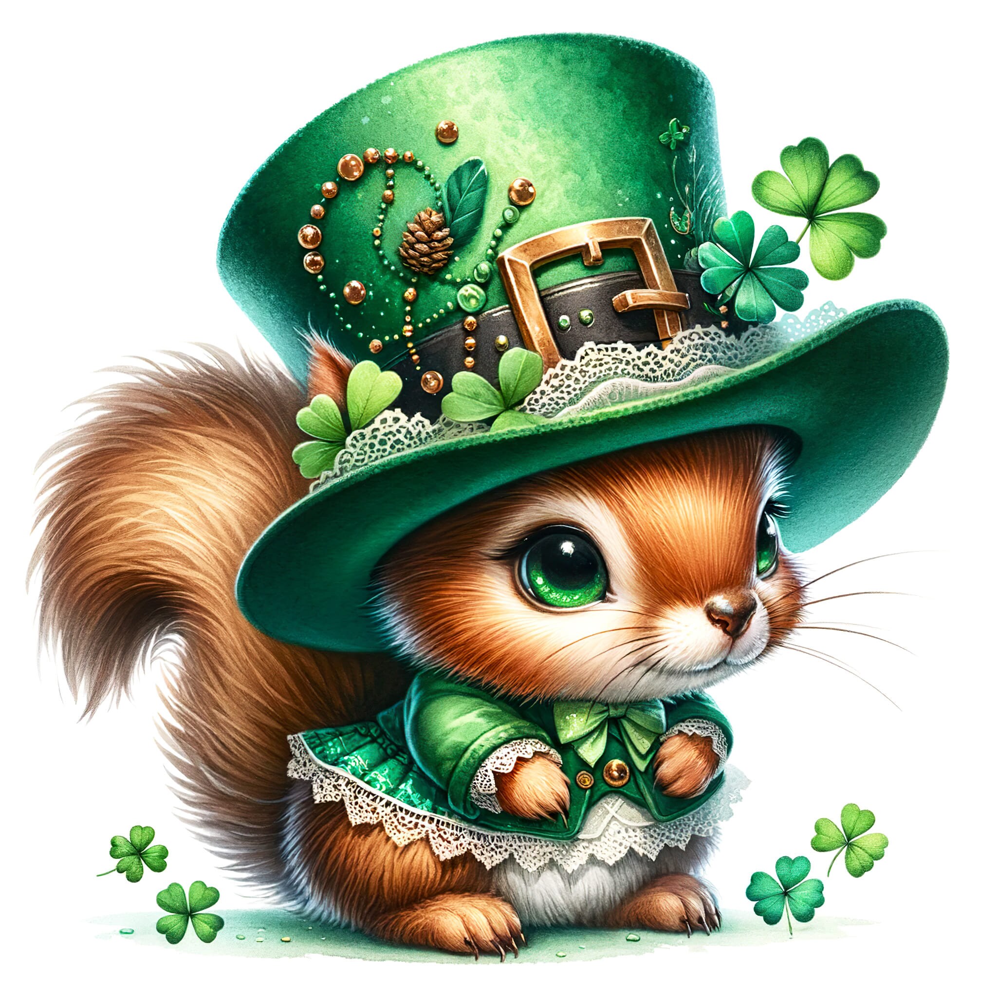 21 JPG Watercolor St. Patrick's Day Squirrel, Woodland Animal ...