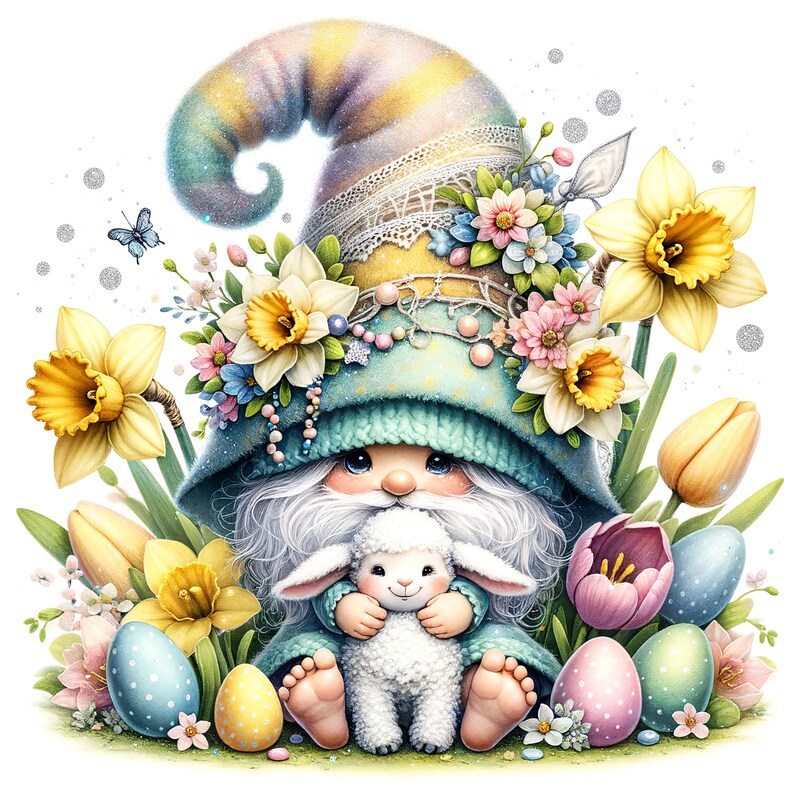 30 JPG Watercolor Easter Gnome, Easter Clipart, Easter Egg Clipart ...