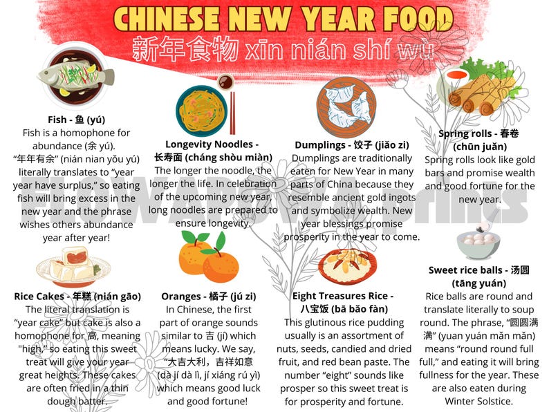 Chinese New Year Food Poster - Etsy