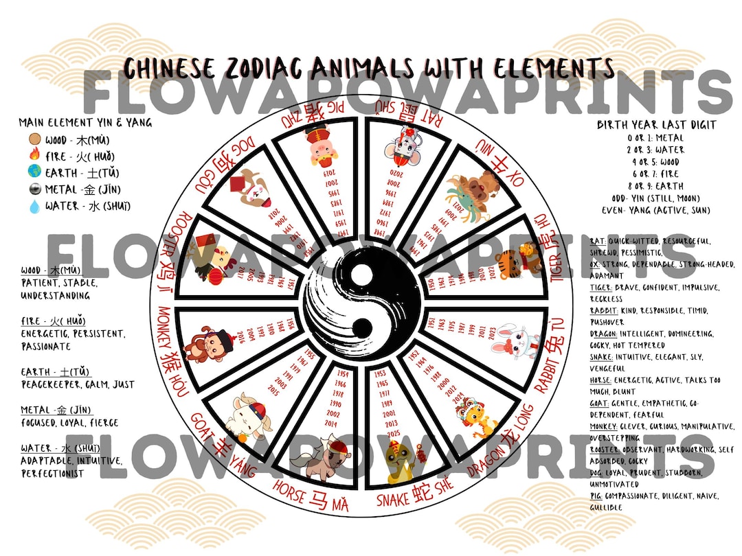Chinese zodiac signs and elements chart 60 photos - Astrologytoyou.com