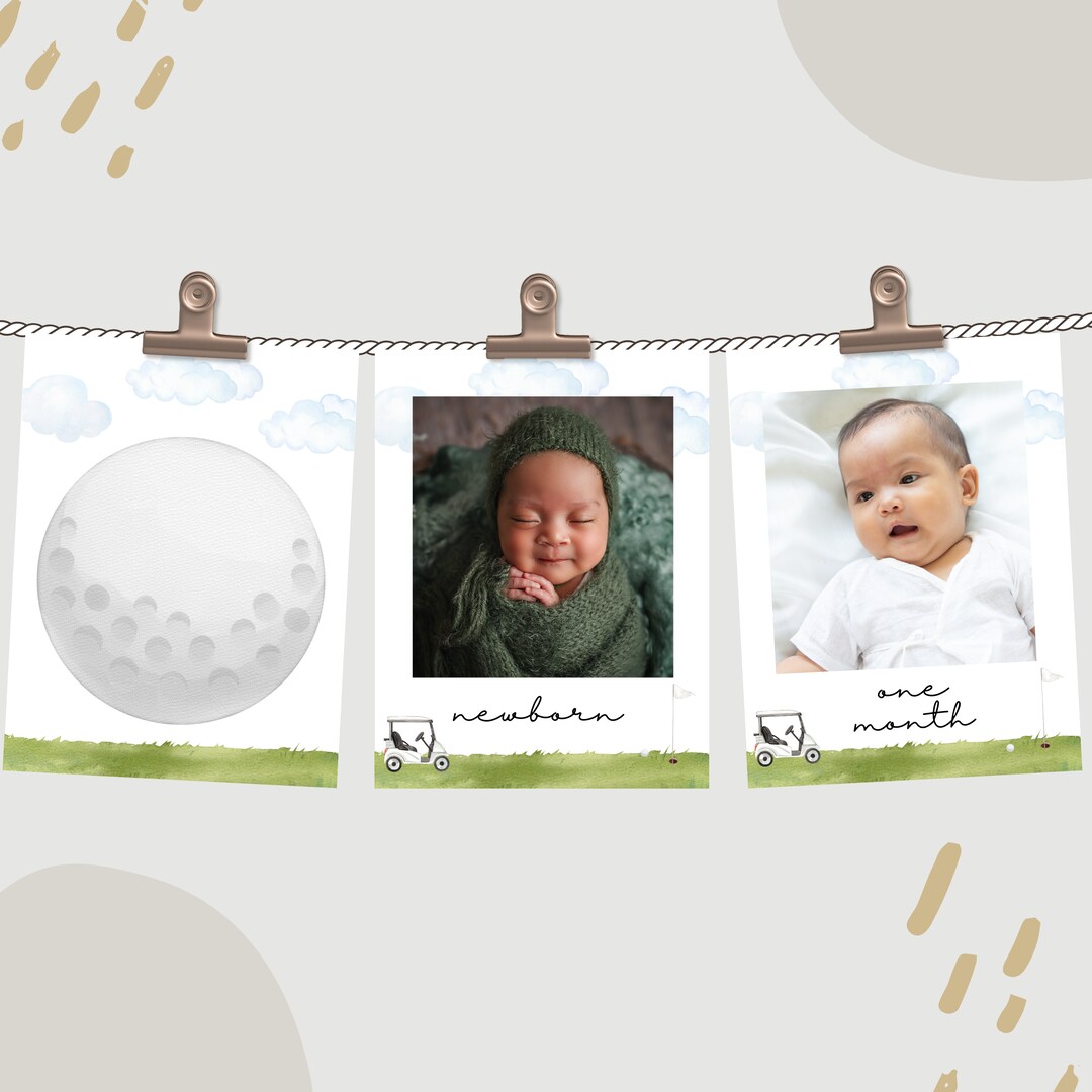 Editable Hole in One Monthly Banner, Hole in One Birthday Party, Golf ...