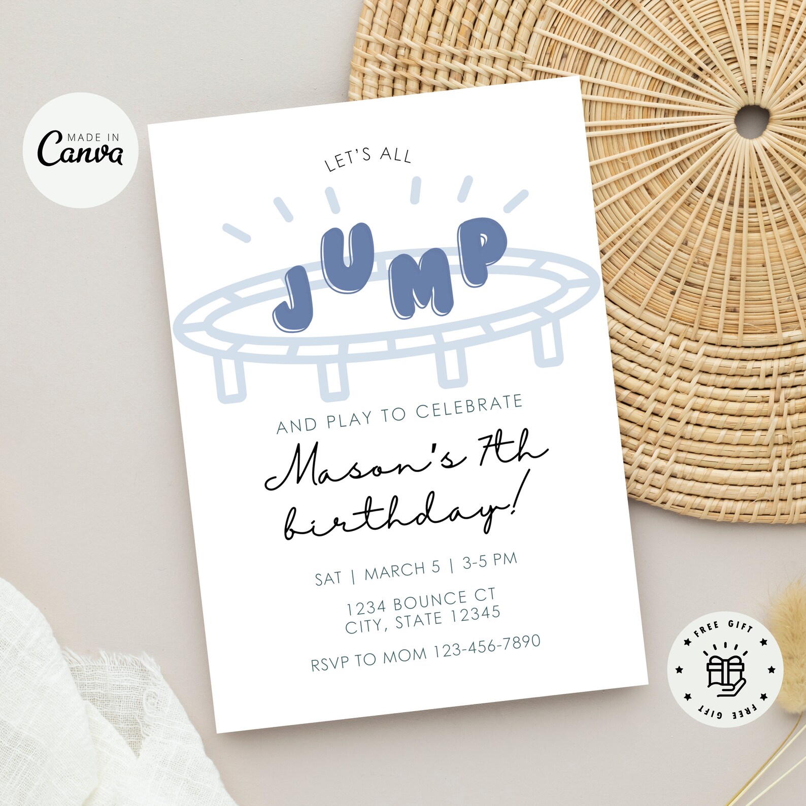 Trampoline Party Invitation, Bounce House Invitation, Let's Jump Party ...