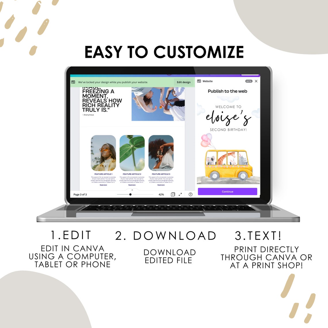 Editable School Bus Welcome Sign, Two Two Two School Bus Birthday ...