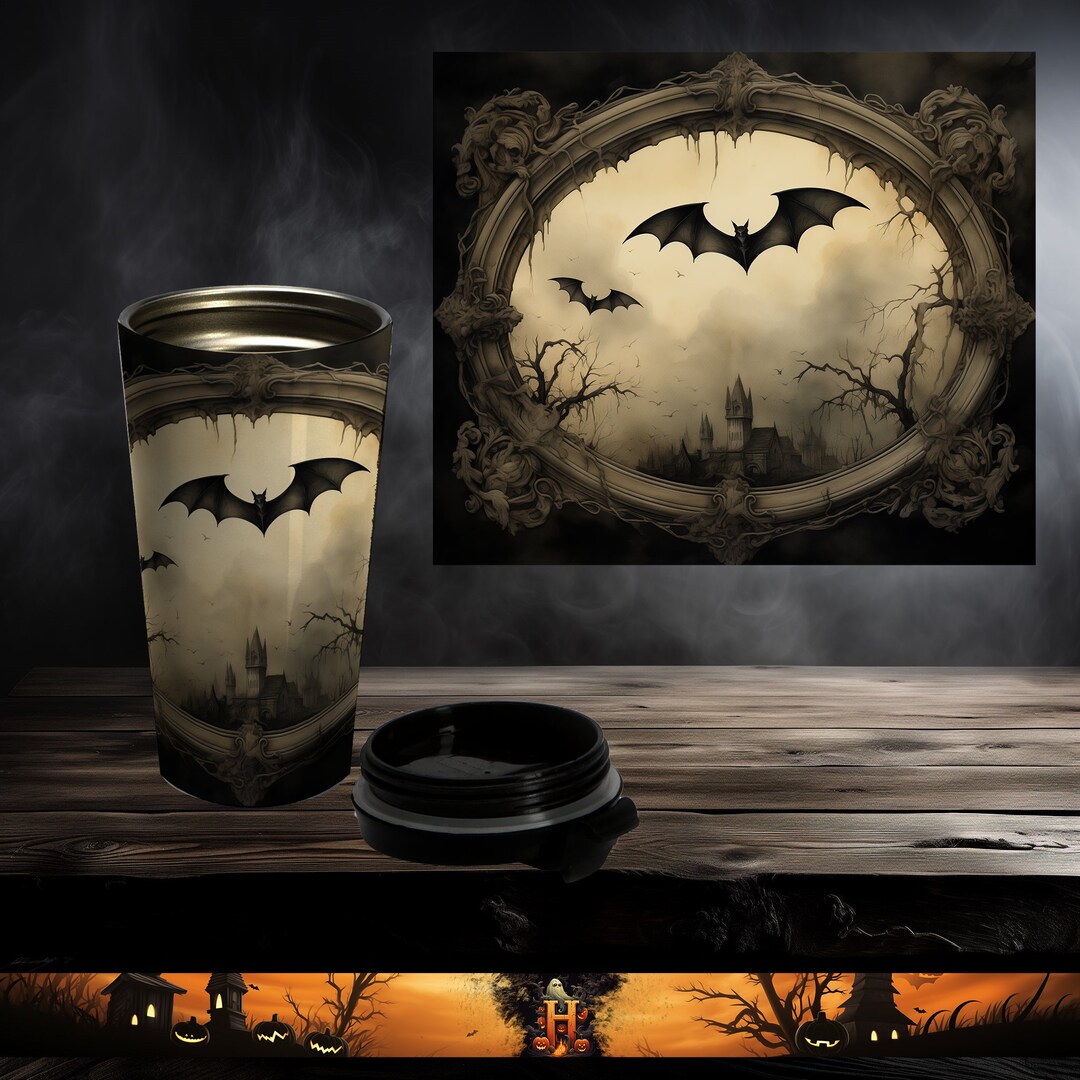 Spooky Bat Travel Mug Tumbler - Vacuum Insulated Stainless Steel - Etsy