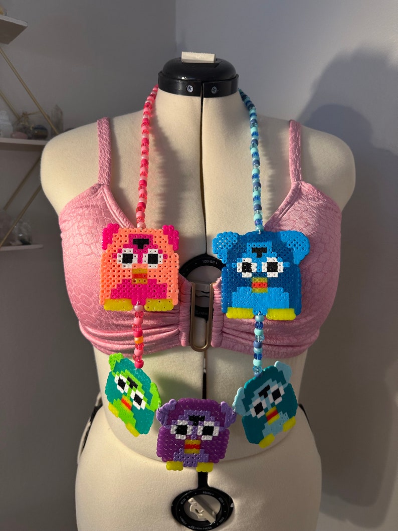 Furby Family Kandi Perler Necklace - Etsy Furby Family Kandi Perler Necklace - Etsy