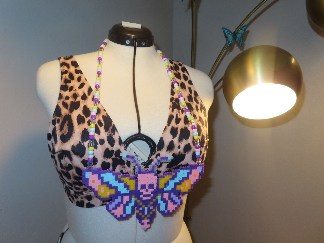 Skull Moth Kandi Perler Necklace - Etsy