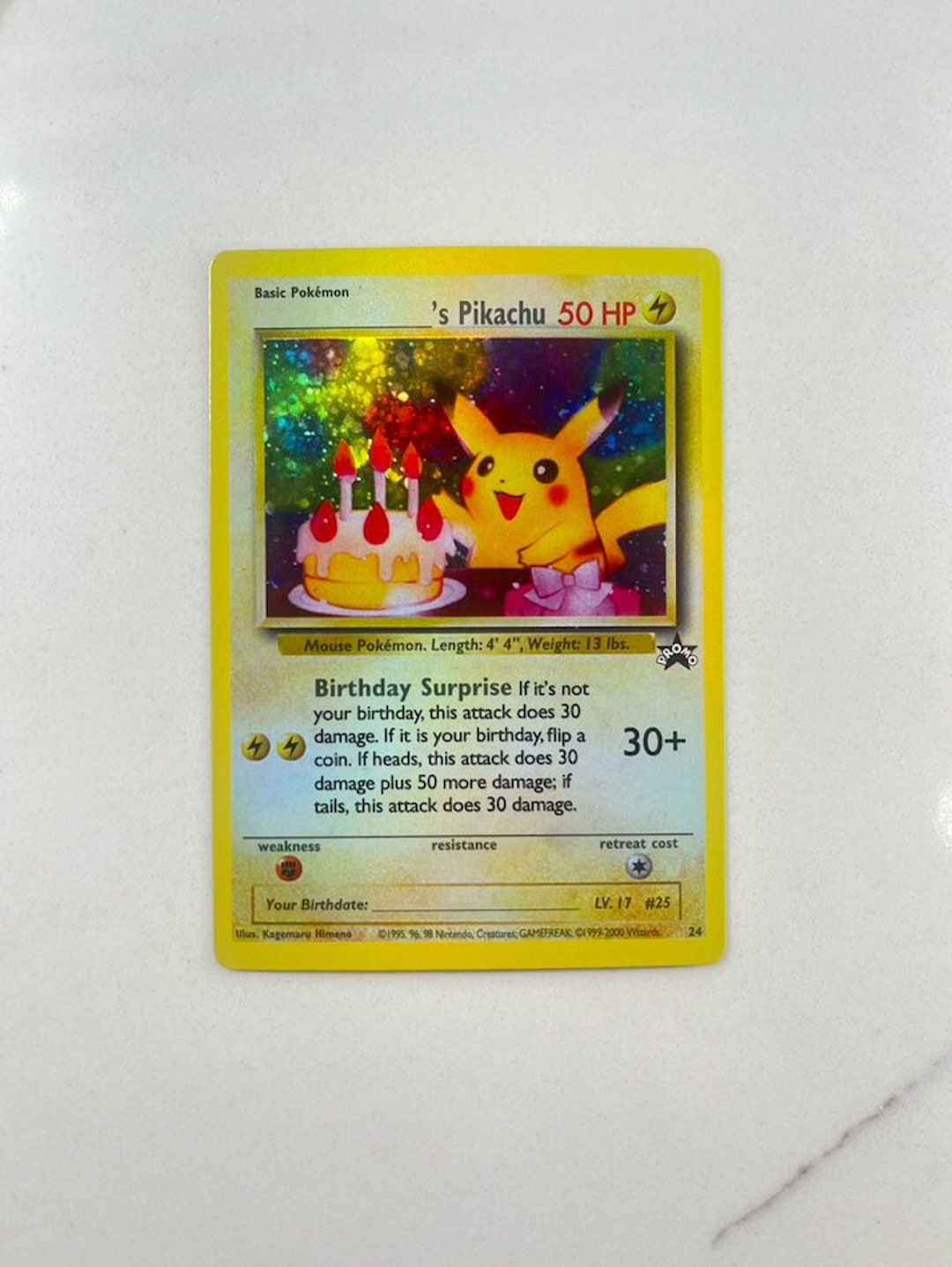 Birthday Pikachu Holographic Proxy Card Handmade Replica - Etsy