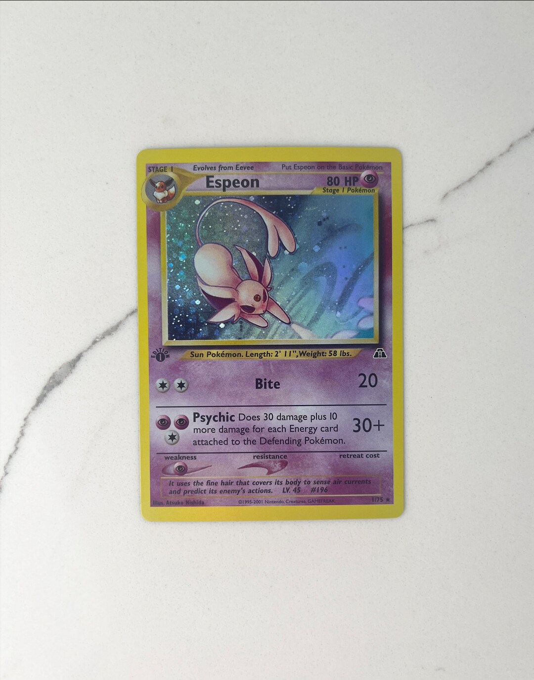Espeon Neo Discovery Classic Pokemon Holographic Proxy Card Handmade ...