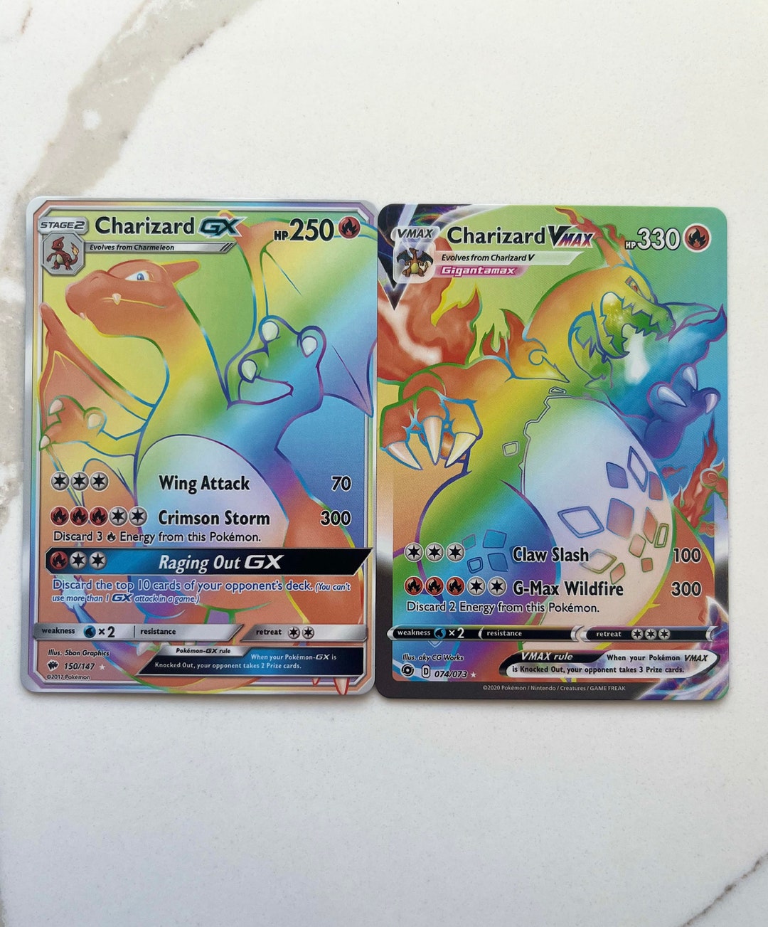 Non-holographic Charizard VMAX Rainbow & Rainbow GX Proxy Card Handmade ...