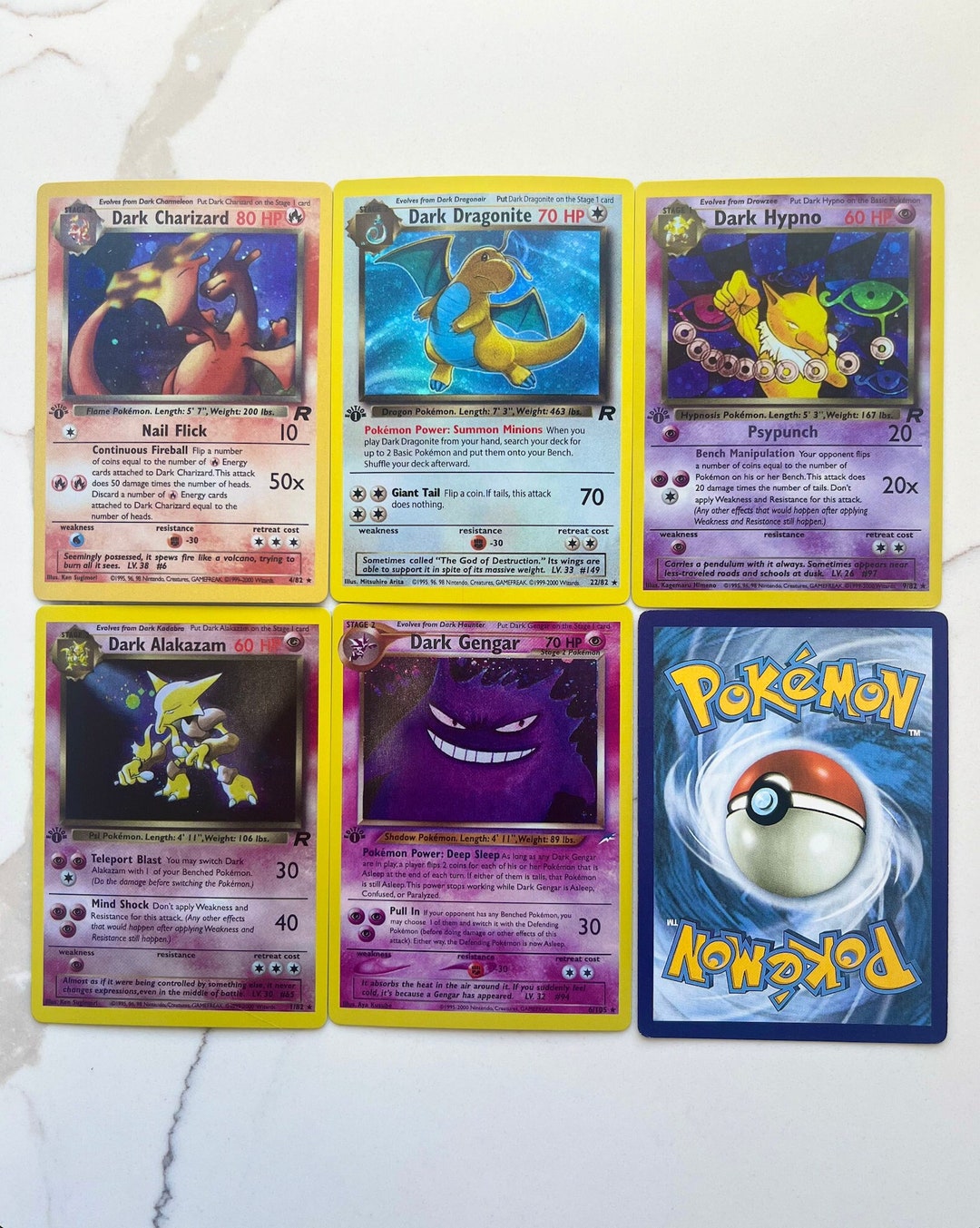 Dark Team Rocket Set of 5 Holographic Proxy Card Handmade Replica - Etsy