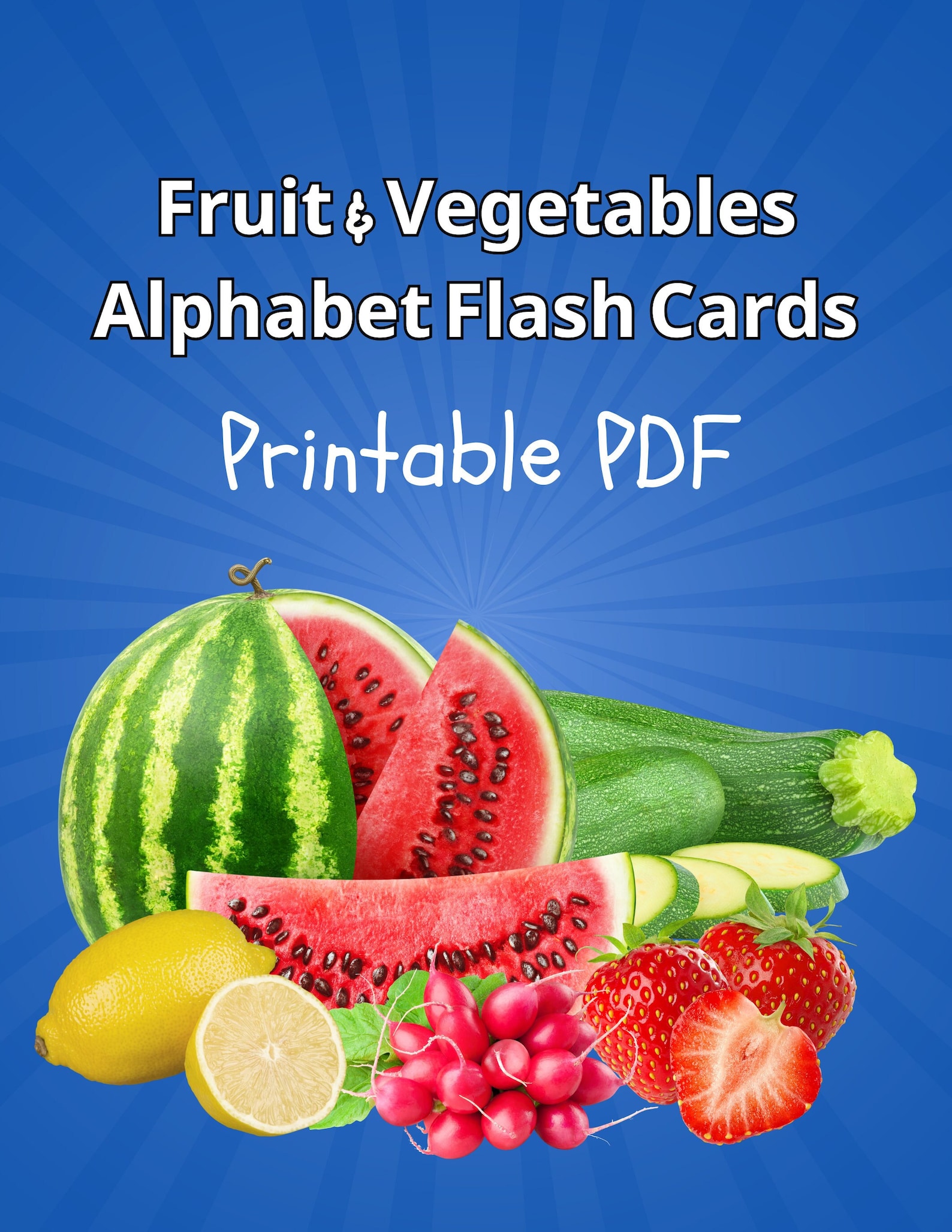 Fruit and Vegetables ABC Flash Cards Printable PDF - Etsy