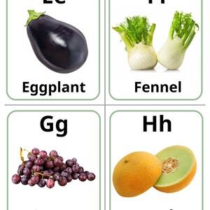 Fruit and Vegetables ABC Flash Cards Printable PDF - Etsy