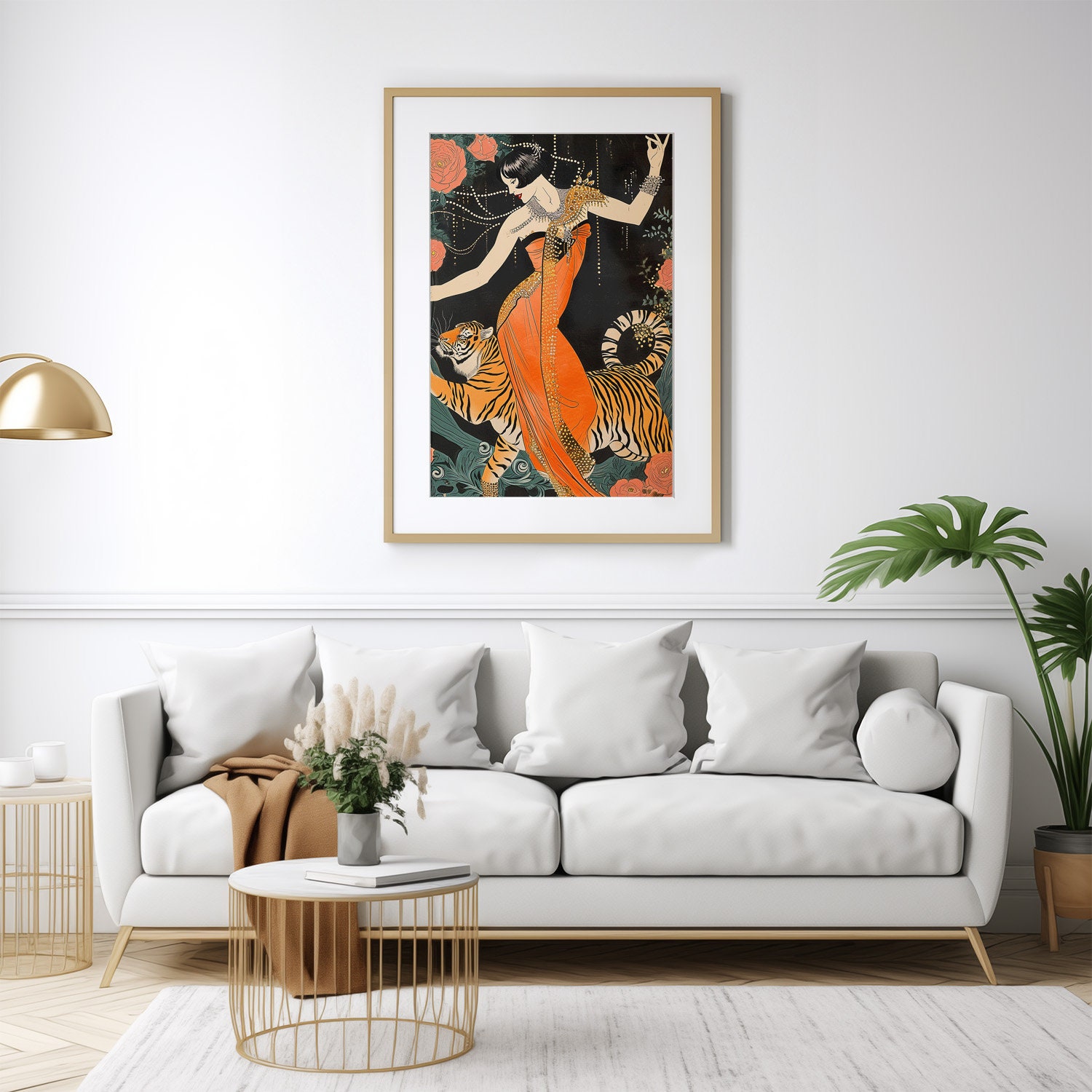 1920s Hand Drawn Art Print Flapper Dancing With Tiger - Etsy