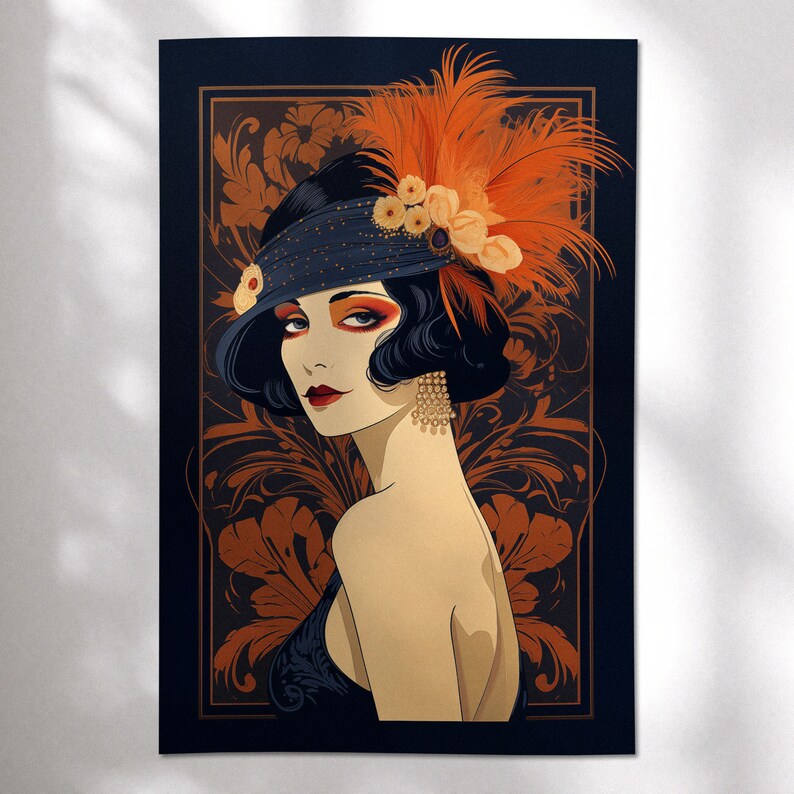 1920s Flapper Art Illustration 1920 Vintage Wall Decor Wall Art Deco ...