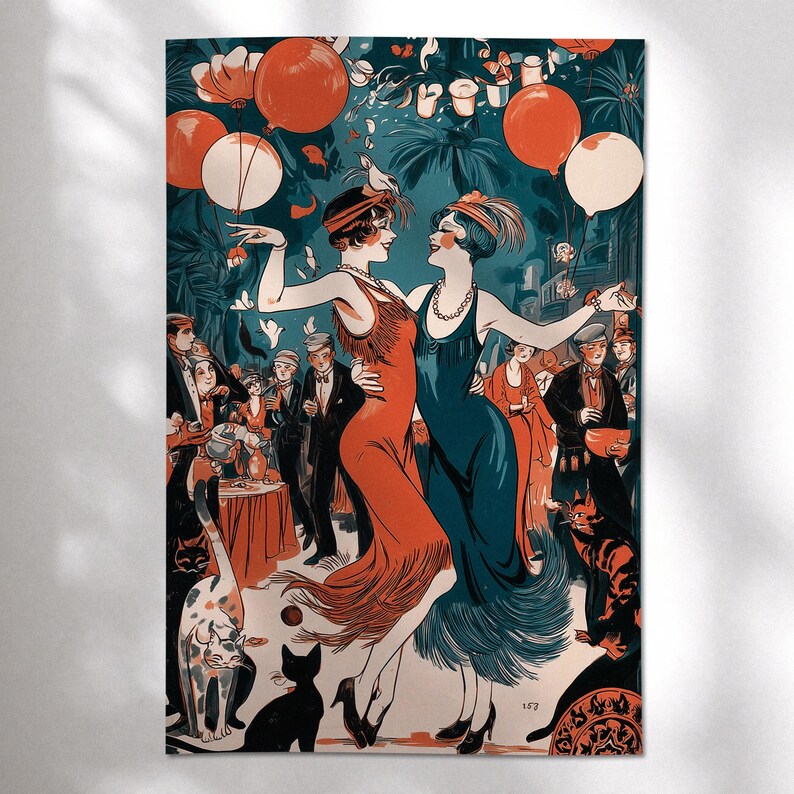 Art Deco Flapper Wall Art Print Roaring 20s Speakeasy Dance Party ...