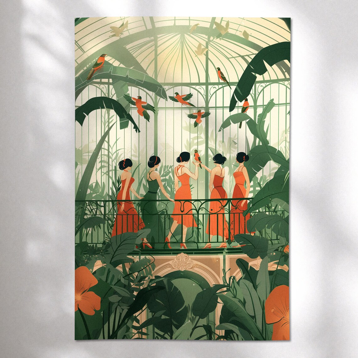 1920 Vintage Flapper Wall Art Illustration 1920s Wall Decor Greenhouse ...