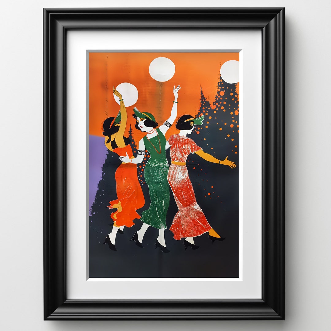 1920 Vintage Flapper Wall Art Illustration 1920s Wall Decor Cocktail ...