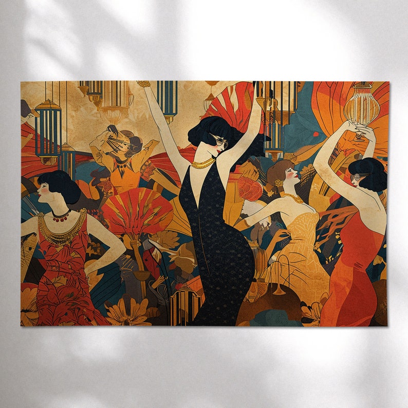 1920 Abstract Painting Art Print Flappers Dancing Party - Etsy
