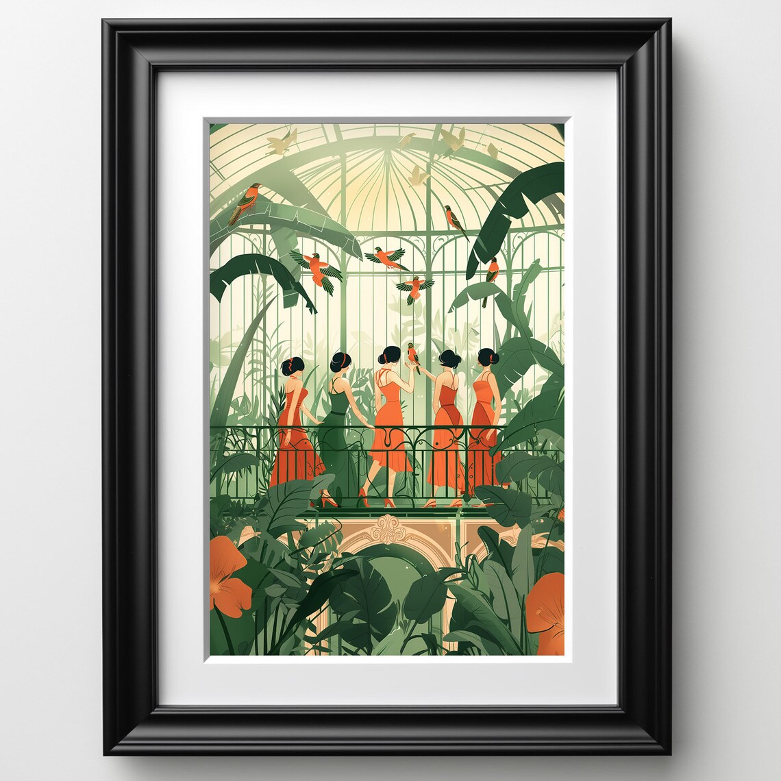 1920 Vintage Flapper Wall Art Illustration 1920s Wall Decor Greenhouse ...