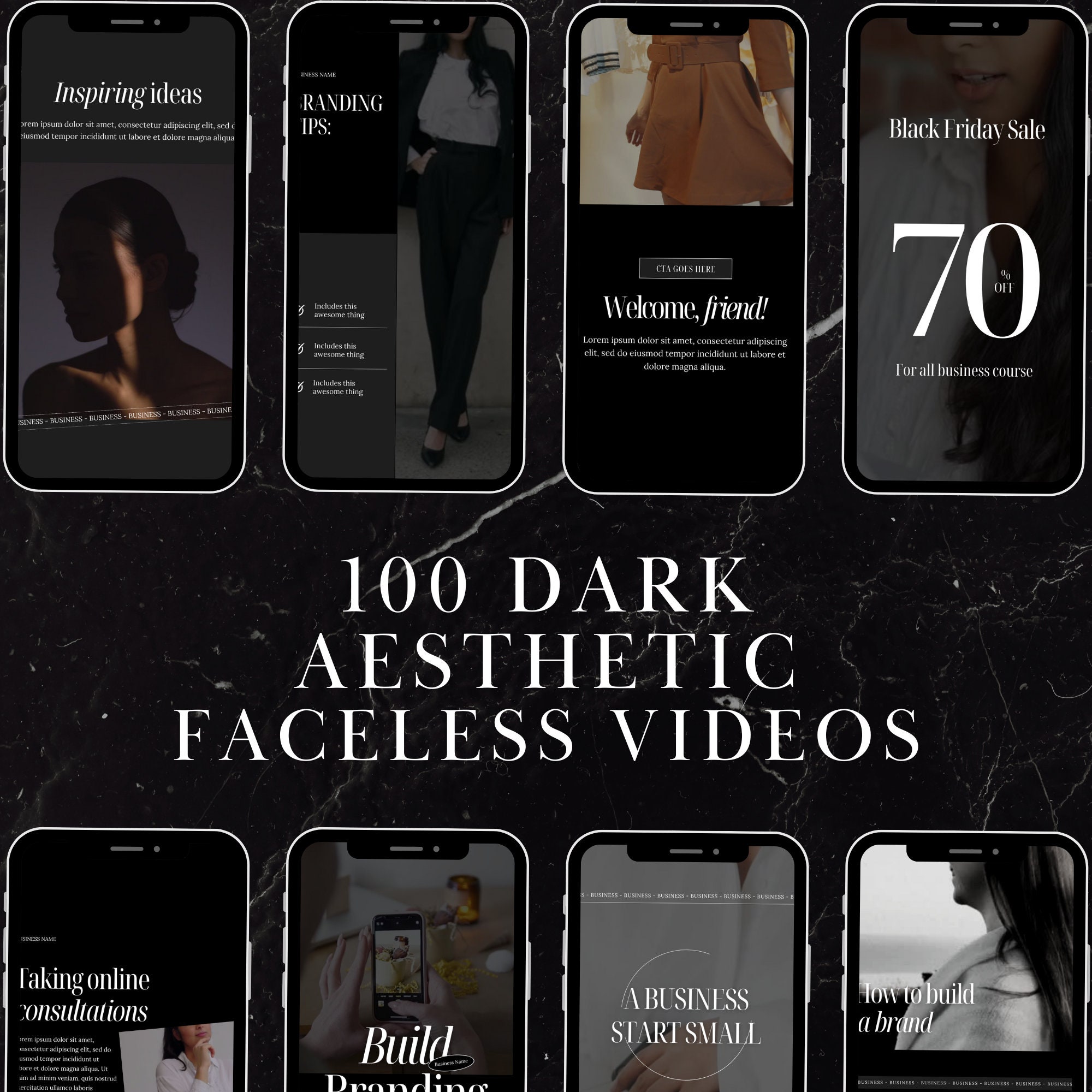 100 Dark Aesthetic Faceless Videos Reels & Bonus Social Media Planner ...