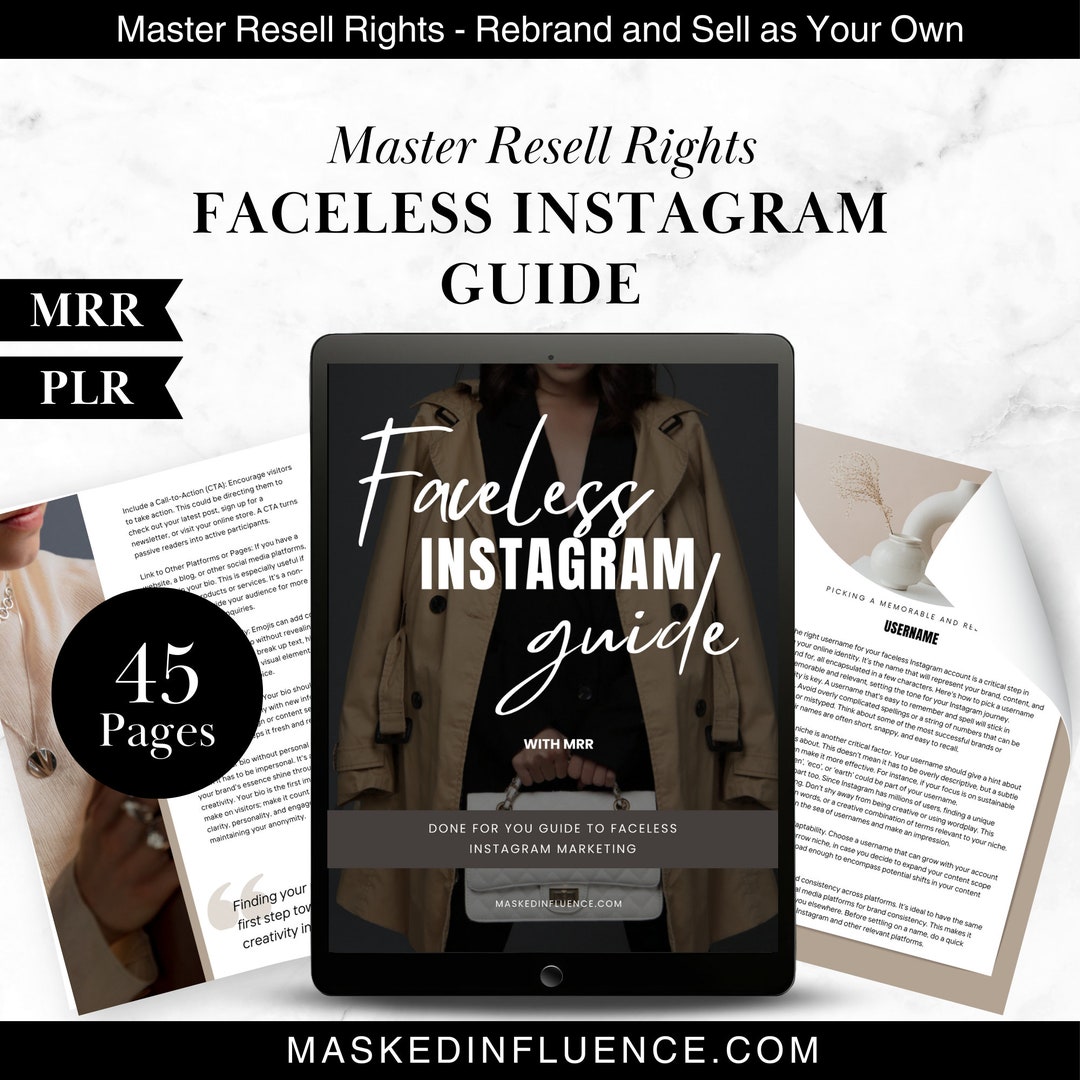 Faceless Instagram Guide | Faceless Marketing Faceless Reels on Instagram Master Resell Rights ...