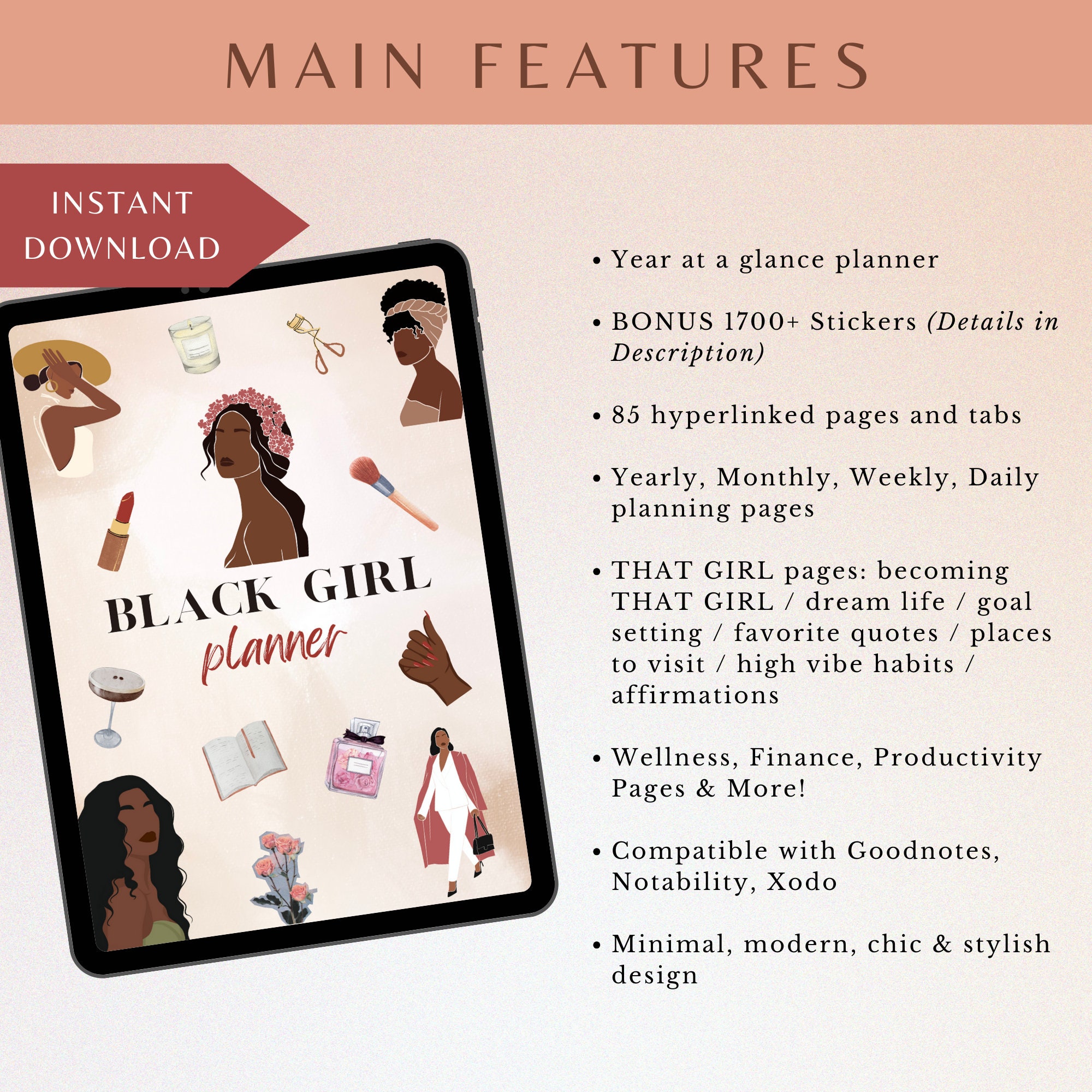 BLACK GIRL Planner 2024 Digital Planner That Girl Planner 2024 Daily ...