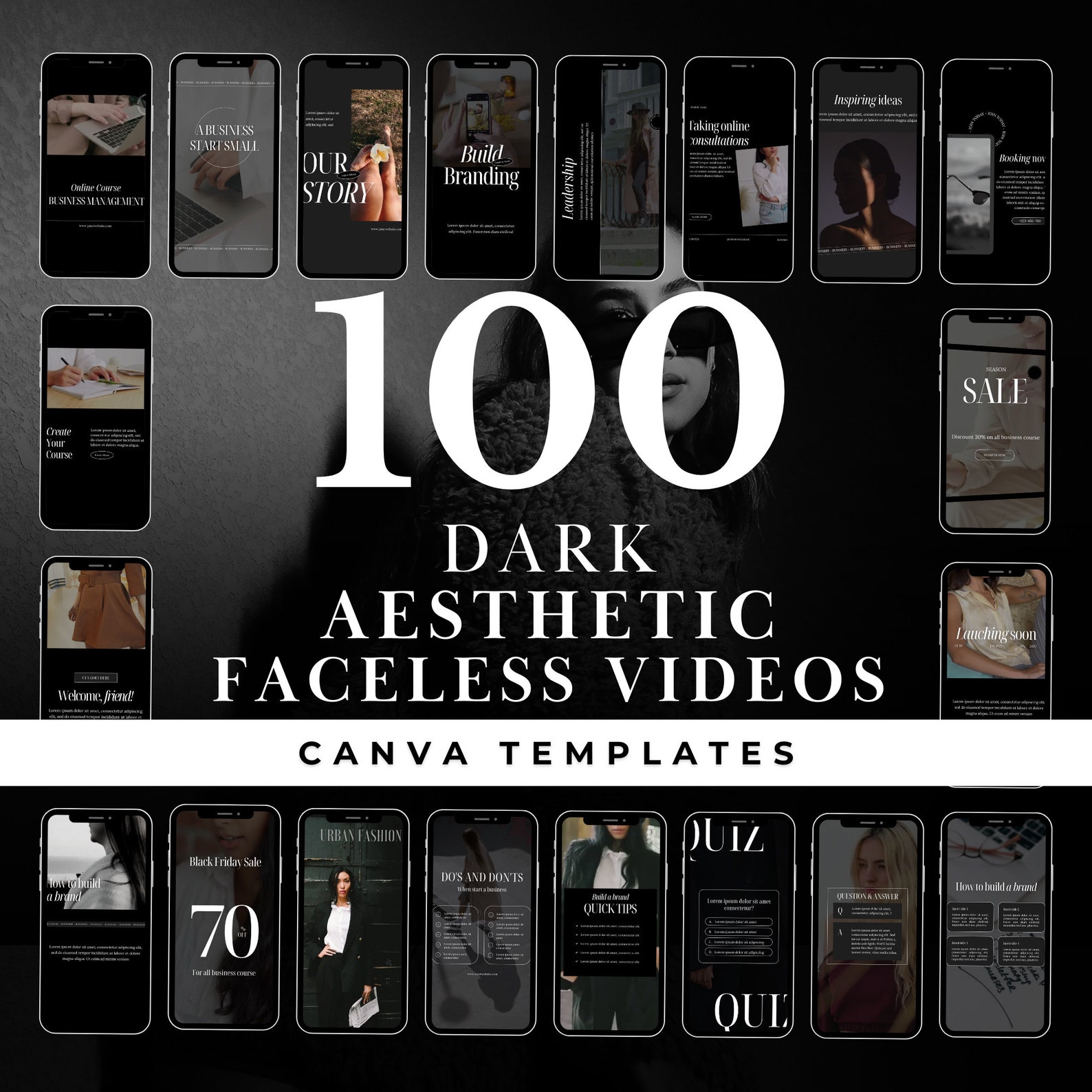 100 Dark Aesthetic Faceless Videos Reels & Bonus Social Media Planner ...