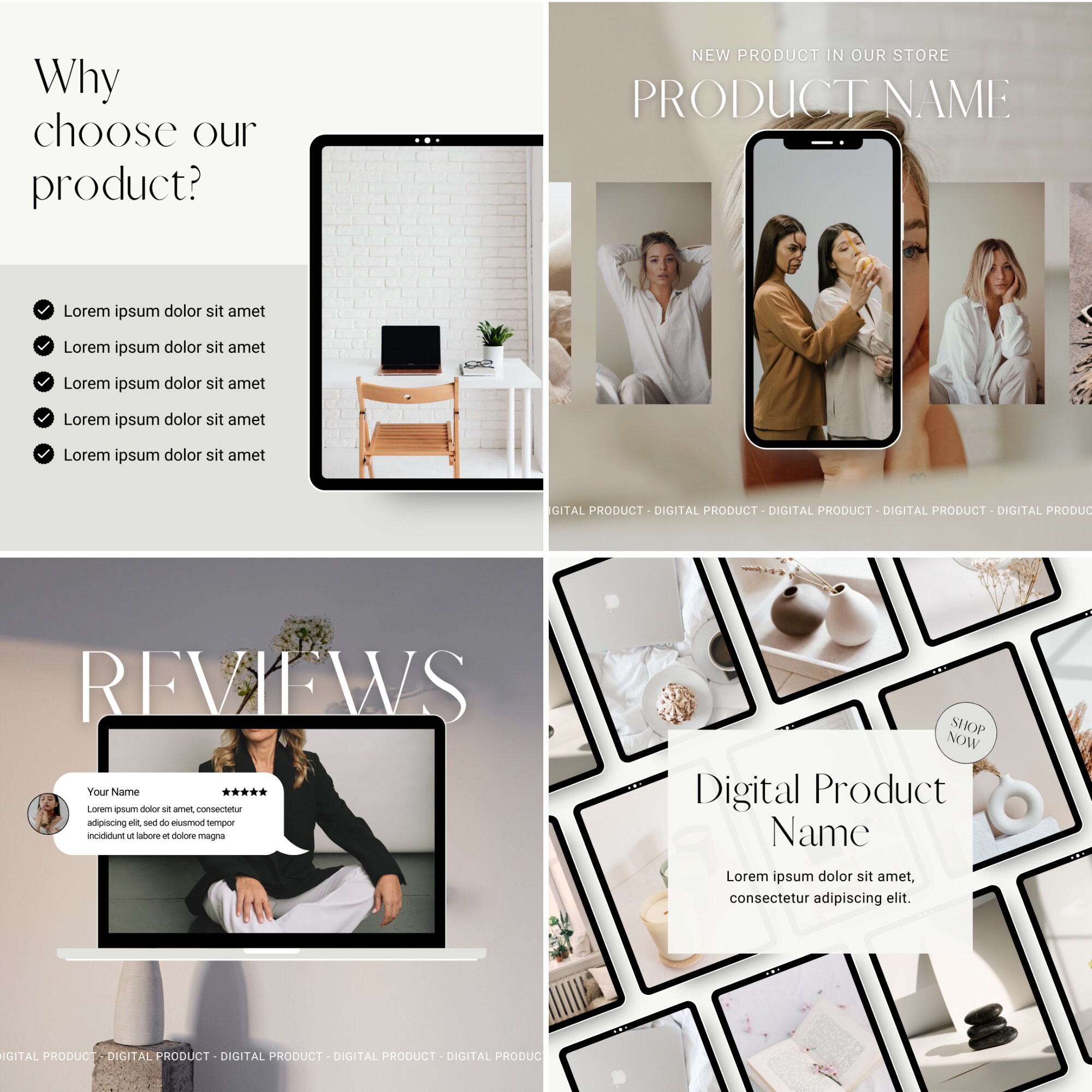 100 Digital Products Mockups Instagram Posts WITH PHOTOS Whole Mockup ...