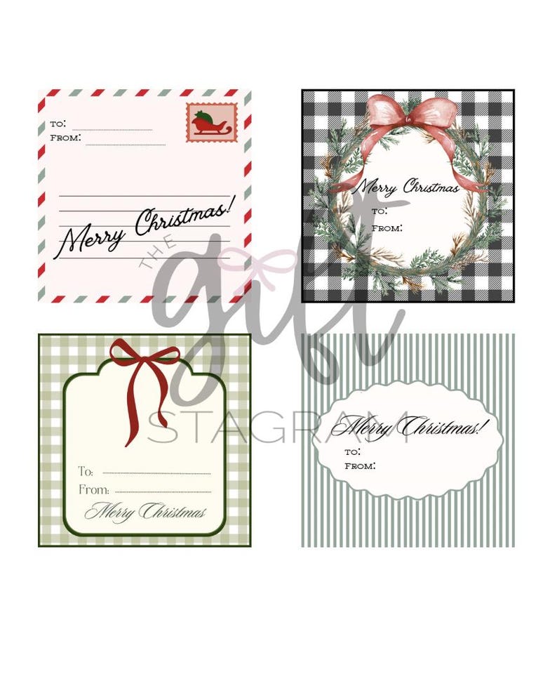 Merry Christmas Variety Gift Tag Pack | DIGITAL DOWNLOAD | Holiday Gift ...
