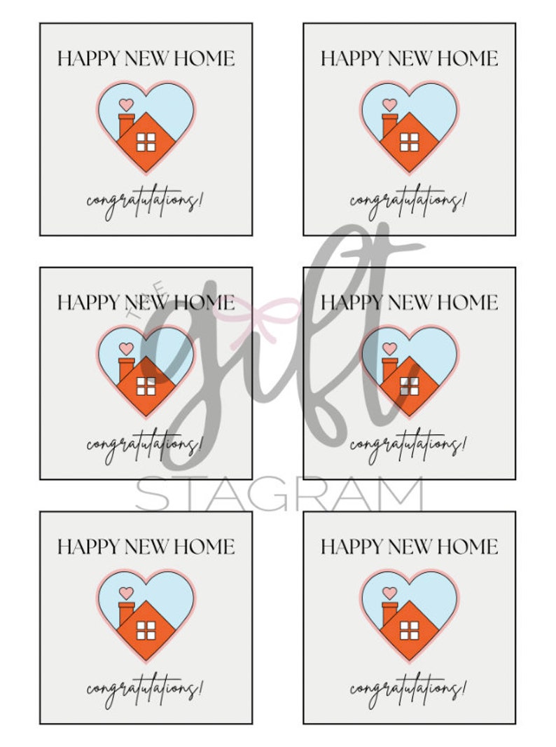 Happy New Home Gift Tag DIGITAL DOWNLOAD Housewarming Gift Tag ...