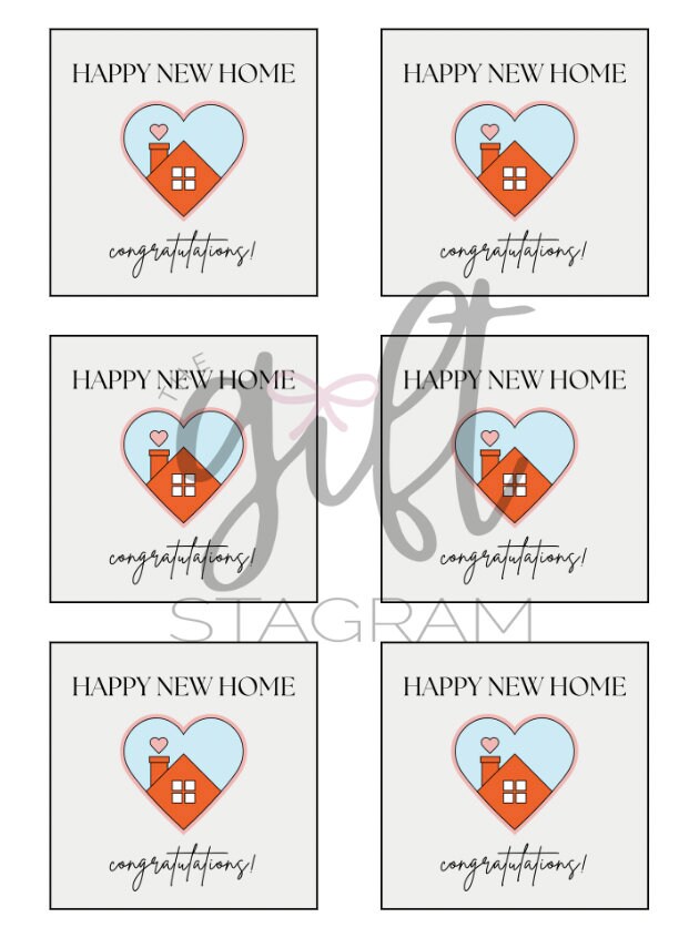 Happy New Home Gift Tag DIGITAL DOWNLOAD Housewarming Gift Tag ...