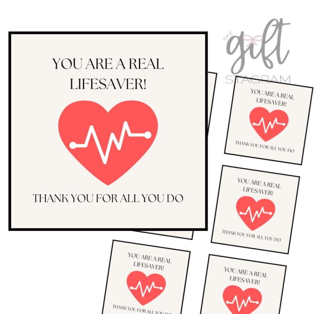 You Are A Lifesaver Gift Tag | DIGITAL DOWNLOAD | Thank You Gift Tag ...