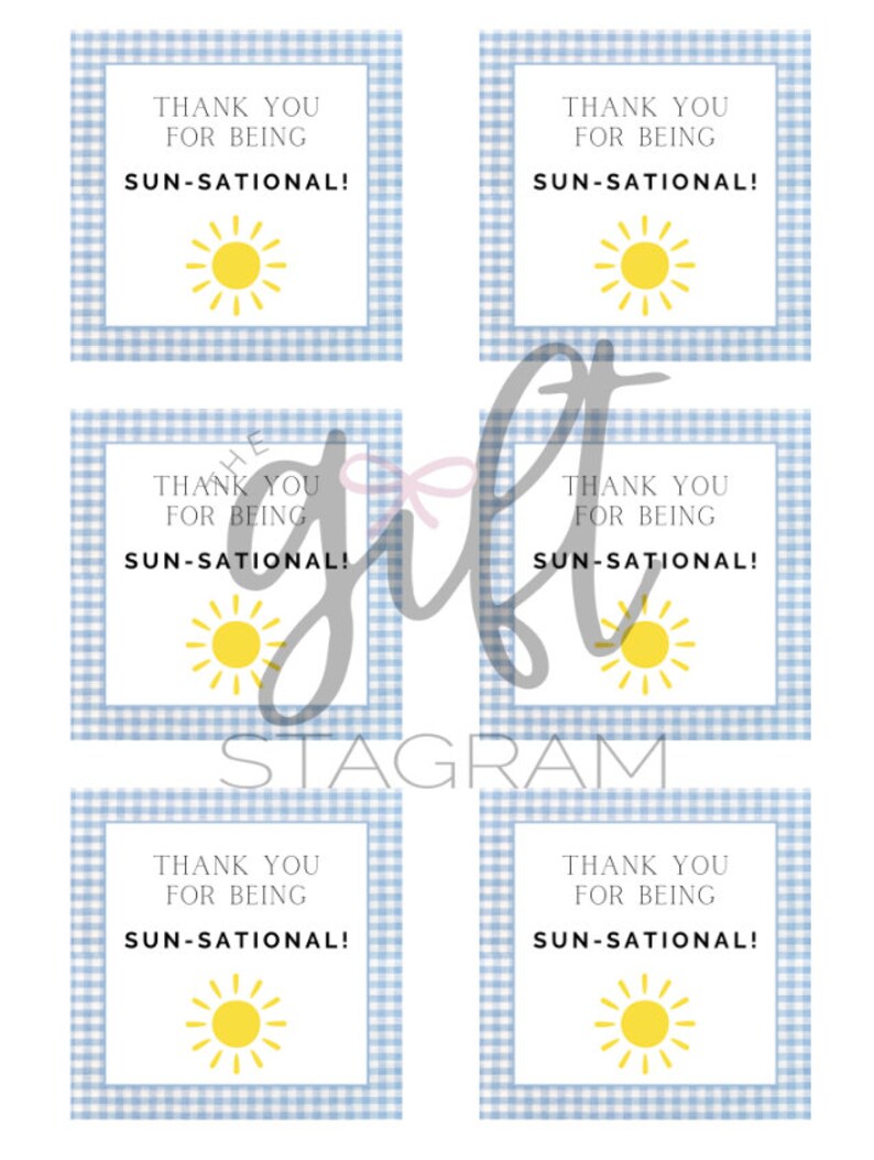 You Are Sun-sational Gift Tag DIGITAL DOWNLOAD Teacher's Appreciation ...