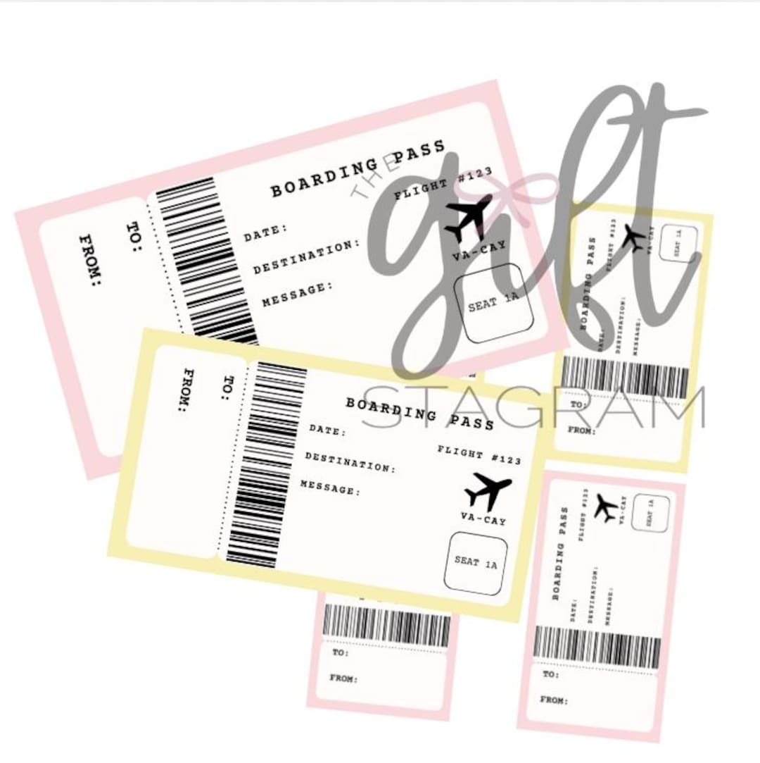 Boarding Pass Printable Gift Tag | DIGITAL DOWNLOAD | Birthday Gift Tag ...
