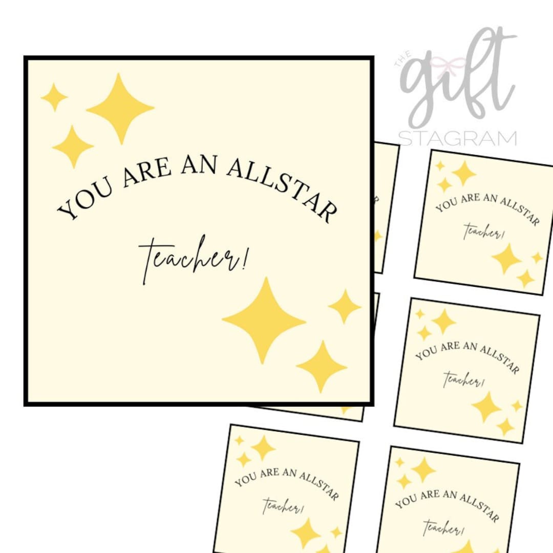 You Are an Allstar Teacher Gift Tag | DIGITAL DOWNLOAD | Teacher's ...