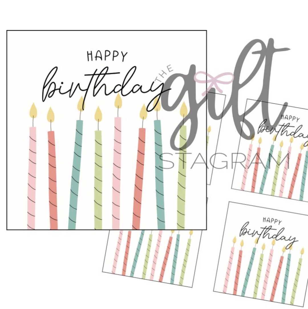 Happy Birthday Candles Gift Tag | DIGITAL DOWNLOAD | Birthday Candes ...