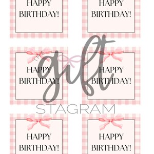 Happy Birthday Gift Tag | DIGITAL DOWNLOAD | Pink Gingham Gift Tag ...