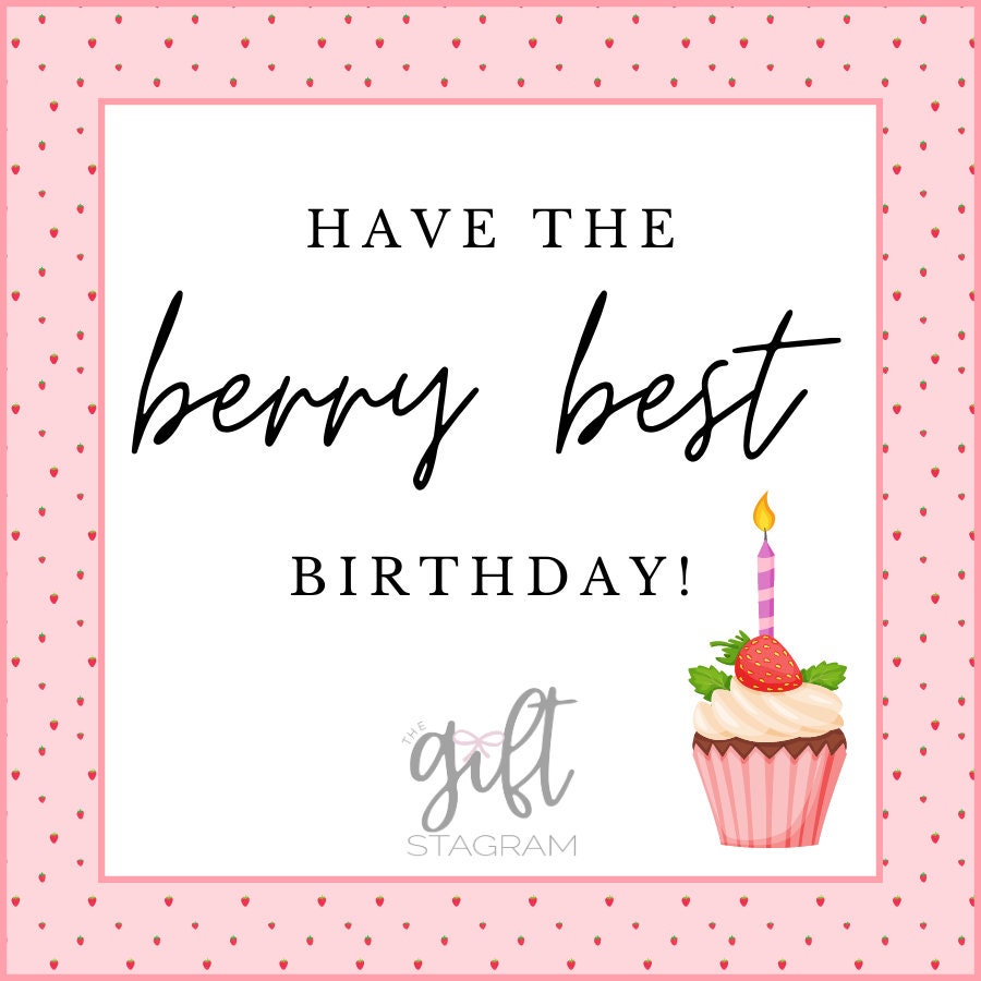 Berry Best Birthday Gift Tag DIGITAL DOWNLOAD Happy Birthday Gift Tag ...