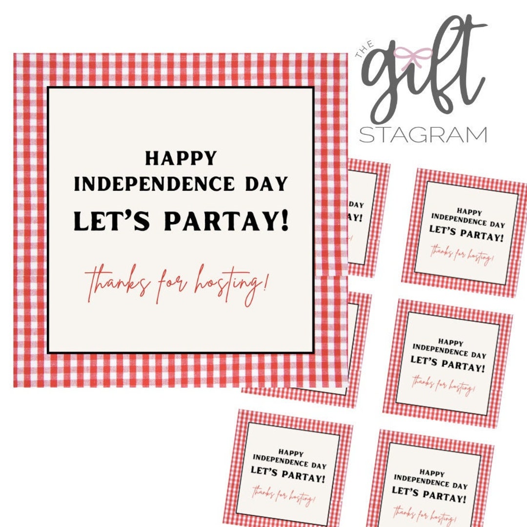 Happy Independence Day Let's Partay! Gift Tag | DIGITAL DOWNLOAD ...