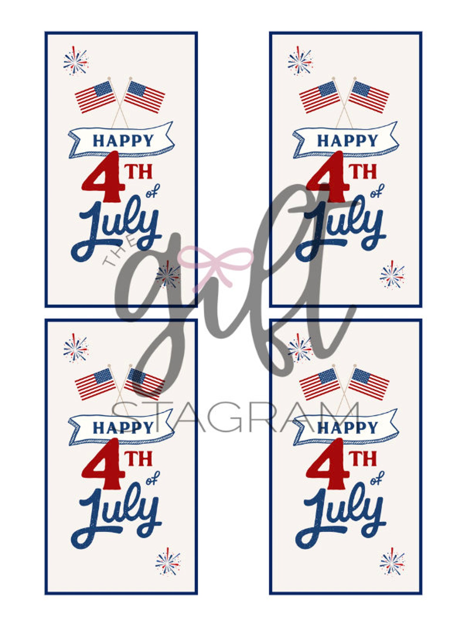 Happy Fourth of July Gift Tag DIGITAL DOWNLOAD Happy 4th of July Gift ...
