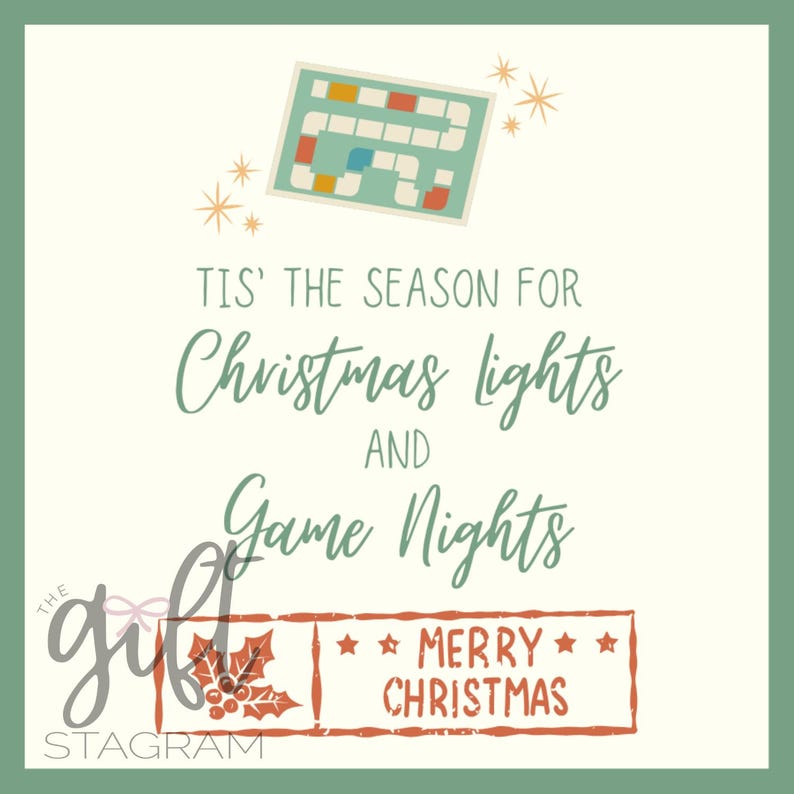 Game Night Christmas Gift Tag | DIGITAL DOWNLOAD | Board Game Christmas ...