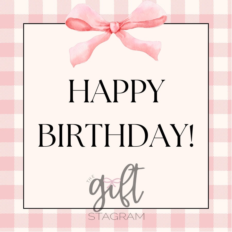 Happy Birthday Gift Tag DIGITAL DOWNLOAD Pink Gingham Gift Tag Girly ...