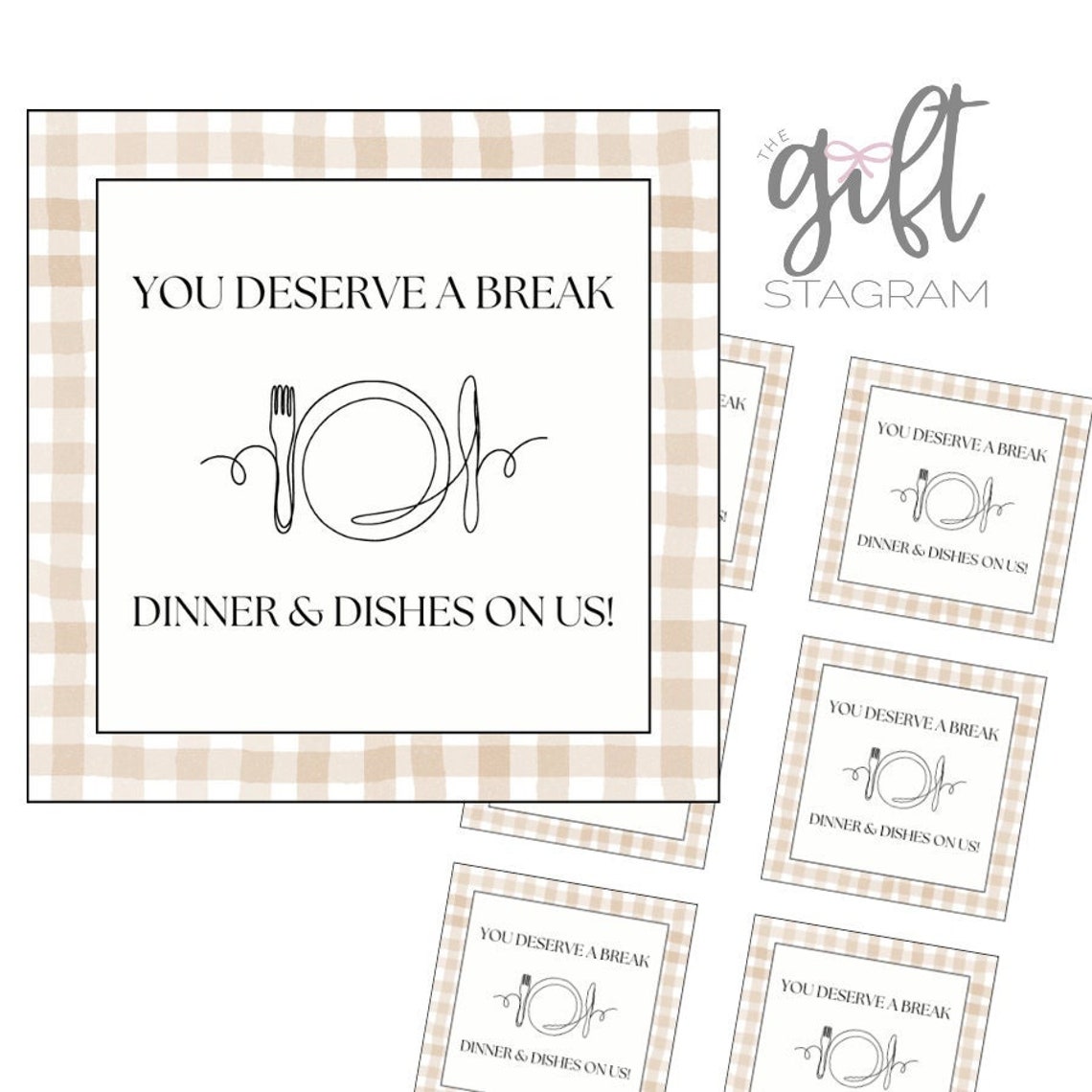 You Deserve A Break, Dinner & Dishes on Us Gift Tag | DIGITAL DOWNLOAD ...