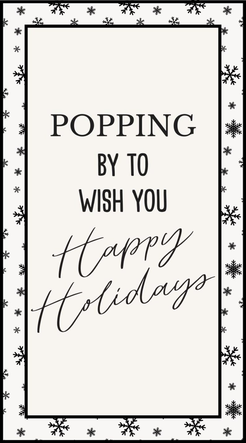 Popping by to Wish You Happy Holidays Gift Tag | DIGITAL DOWNLOAD ...